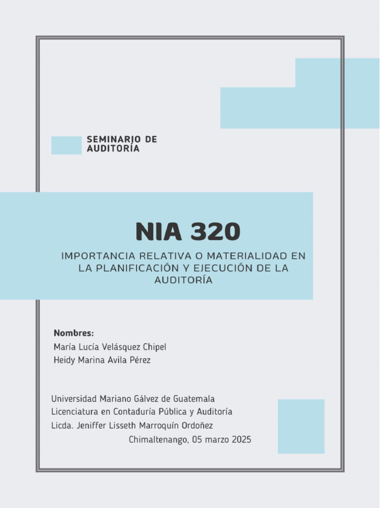 TRABAJO GRUPO 5 NIA 320 | PDF | Auditoría