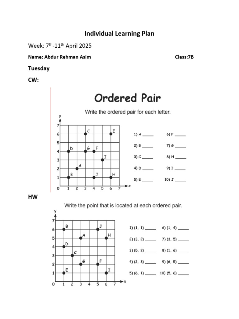 Individual Learning Plan for Class 7B | PDF