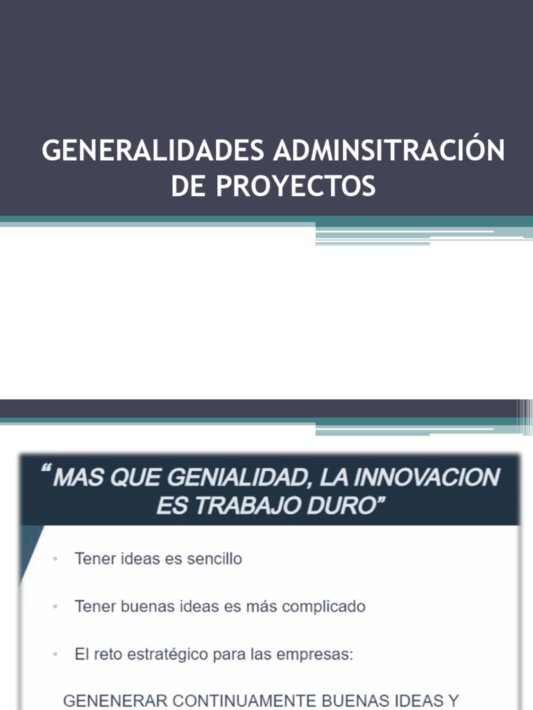 Presentación Generalidades Admón Proyectos | PDF | Presupuesto | Datos