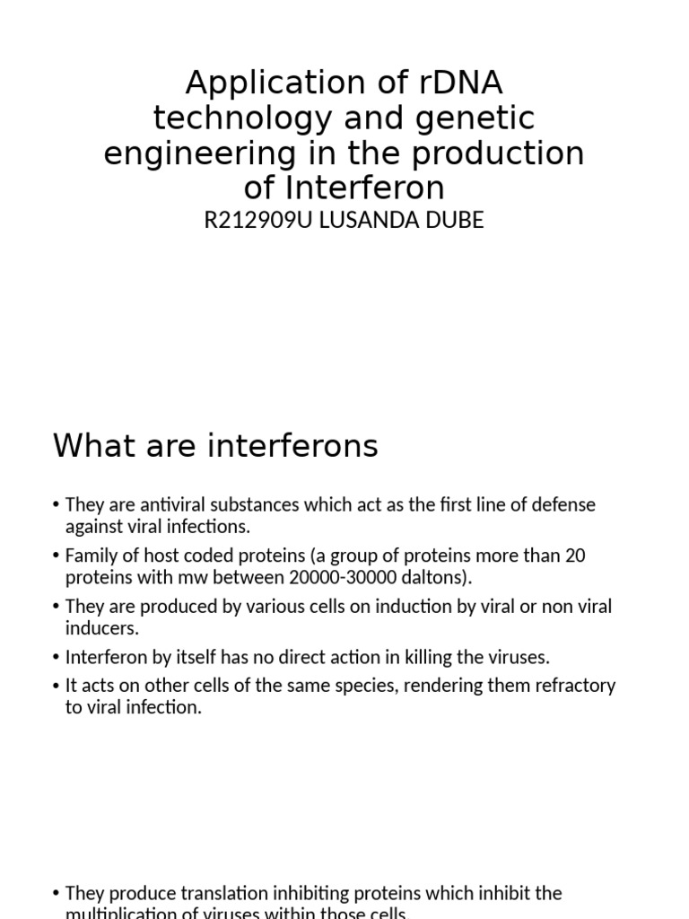 Application of RDNA Technology and Genetic Engineering in LUSANDA | PDF ...