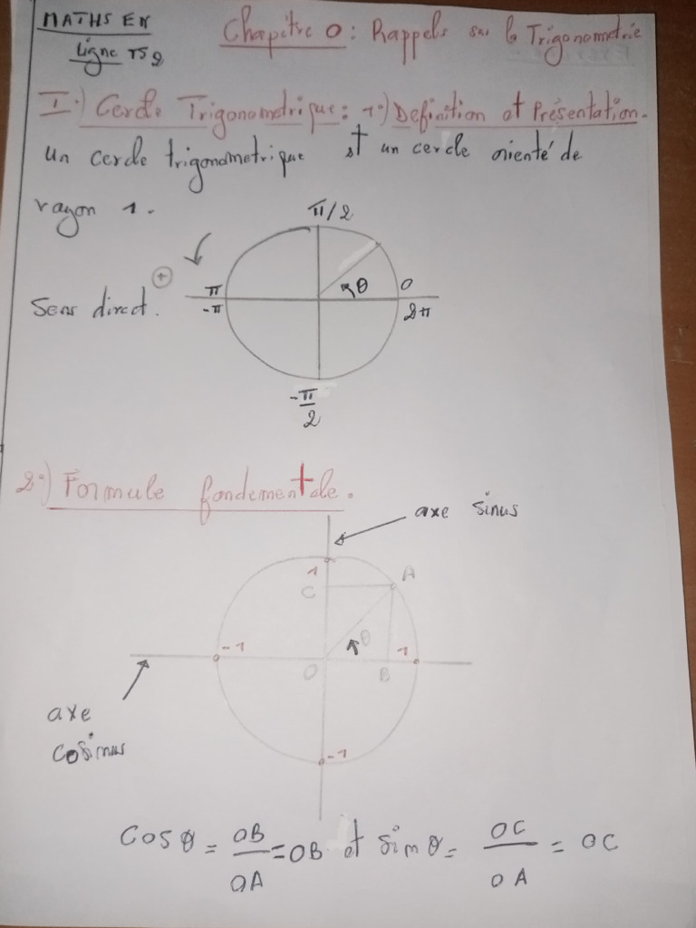 Maths en Ligne Trigonométrie Partie 1 | PDF