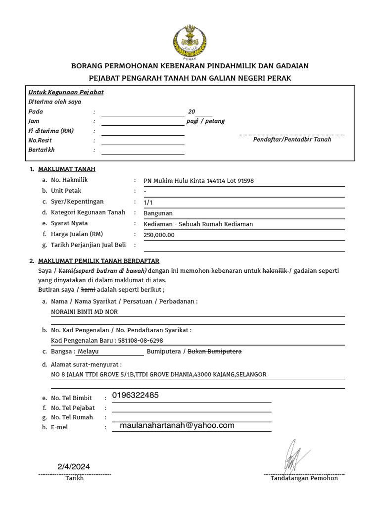 Borang Kebenaran Noraini Vs Faris | PDF