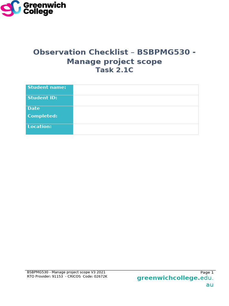 Project Scope Management Checklist | PDF | Governance | Negotiation