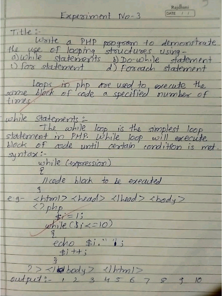 PHP Ex 3 Msbte Campus Academy | PDF