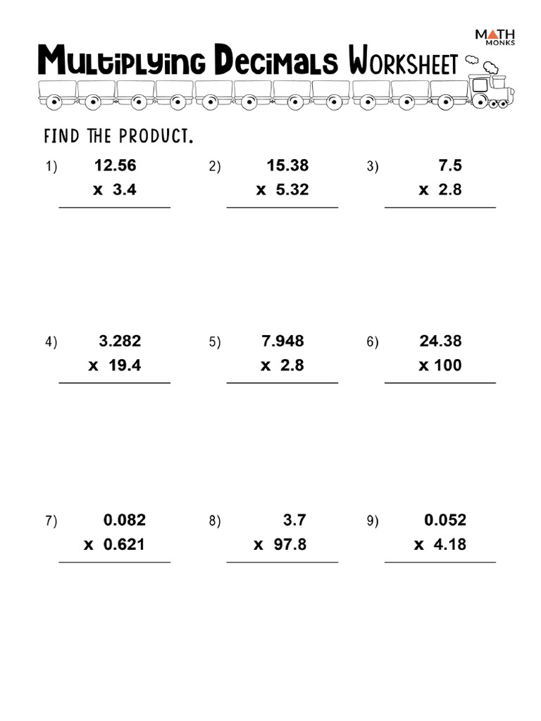 Multiplying Decimals Worksheet | PDF