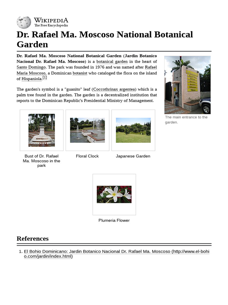 Dr. Rafael Ma. Moscoso National Botanical Garden | PDF