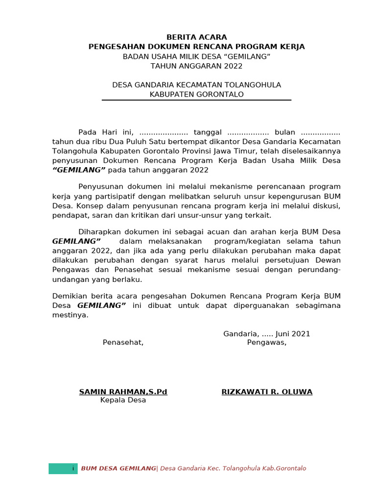 Contoh Program Kerja | PDF