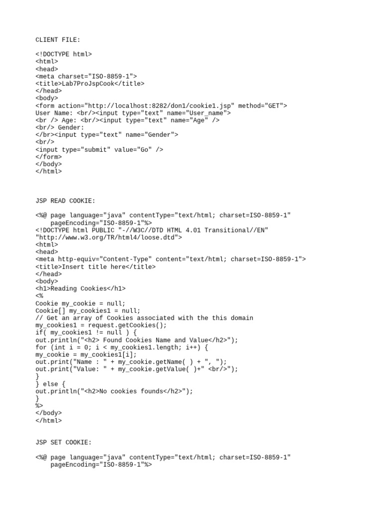 Cookie Management in JSP | PDF