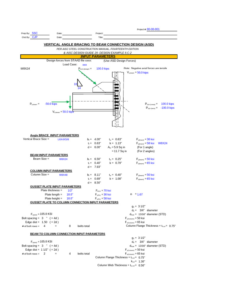 (4.) Corner Vertical Brace (2L) Connection To Column Web | PDF | Beam ...