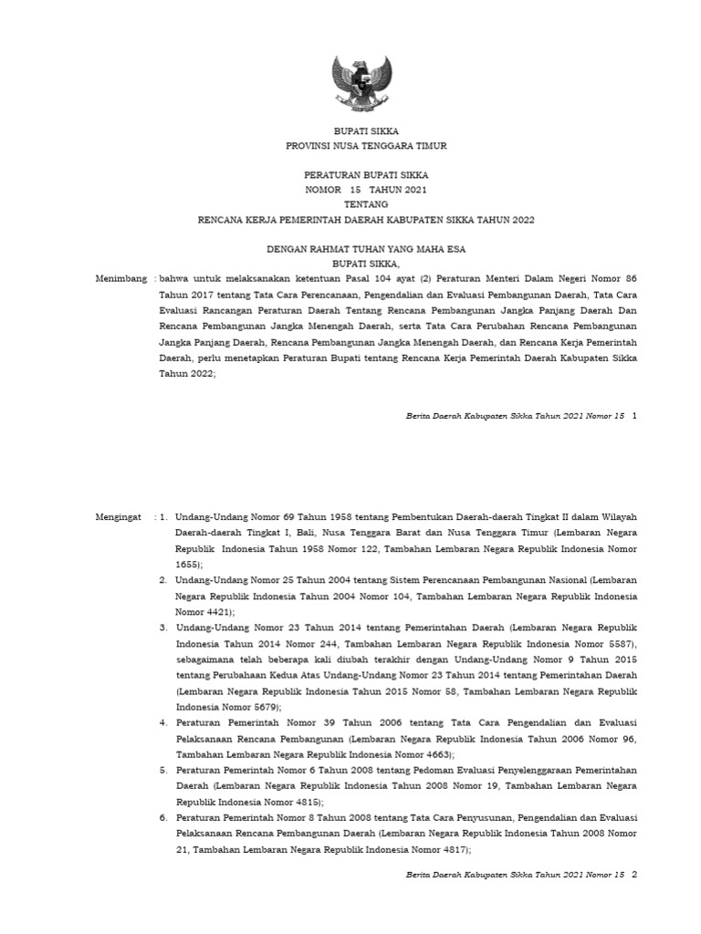 Perbup 15 2021 RKPD 2022 All | PDF