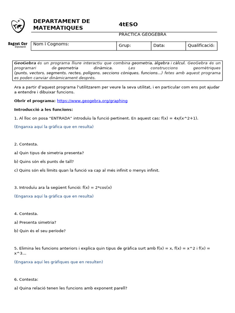 Practica GeoGebra 2 | PDF