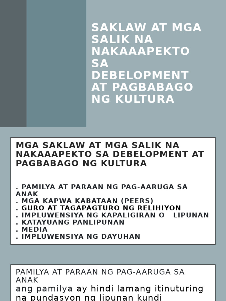 Saklaw at Mga Salik Na Nakaaapekto Sa Debelopment Reportings | PDF