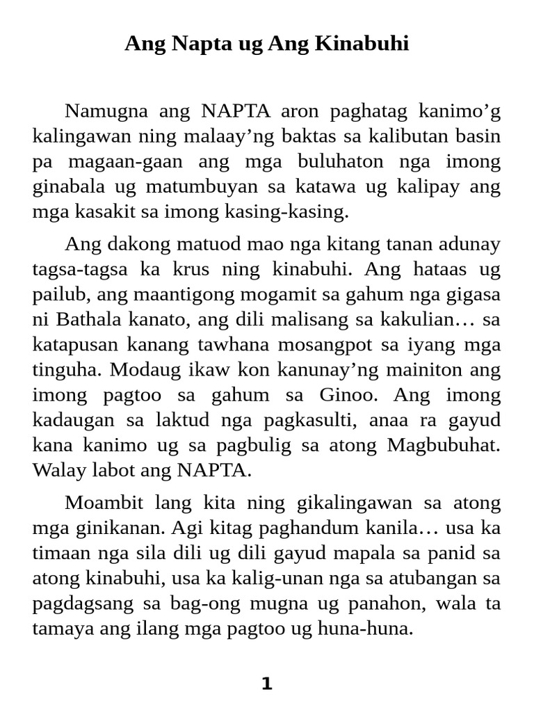 Ang Napta Ug Ang Kinabuhi | PDF