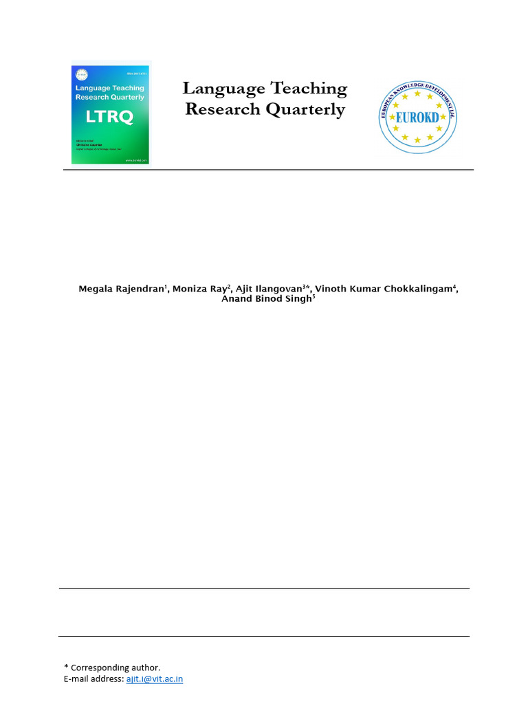 Language Teaching Research Journal | PDF | English As A Second Or Foreign Language | Methodology