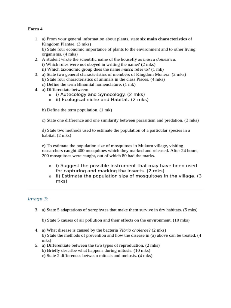 Form 4 bio midterm | PDF