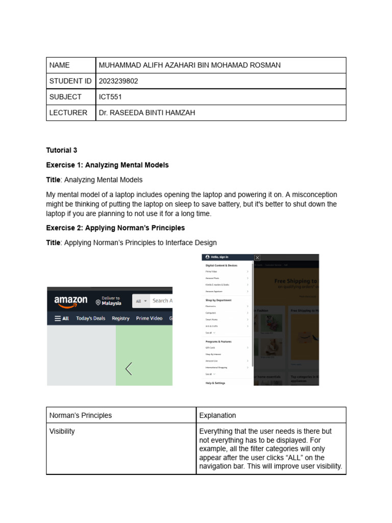 Tutorial 3 Exercise 1: Analyzing Mental Models Title | PDF
