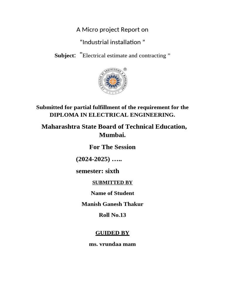 Micro Project Report-Sample-1 | PDF