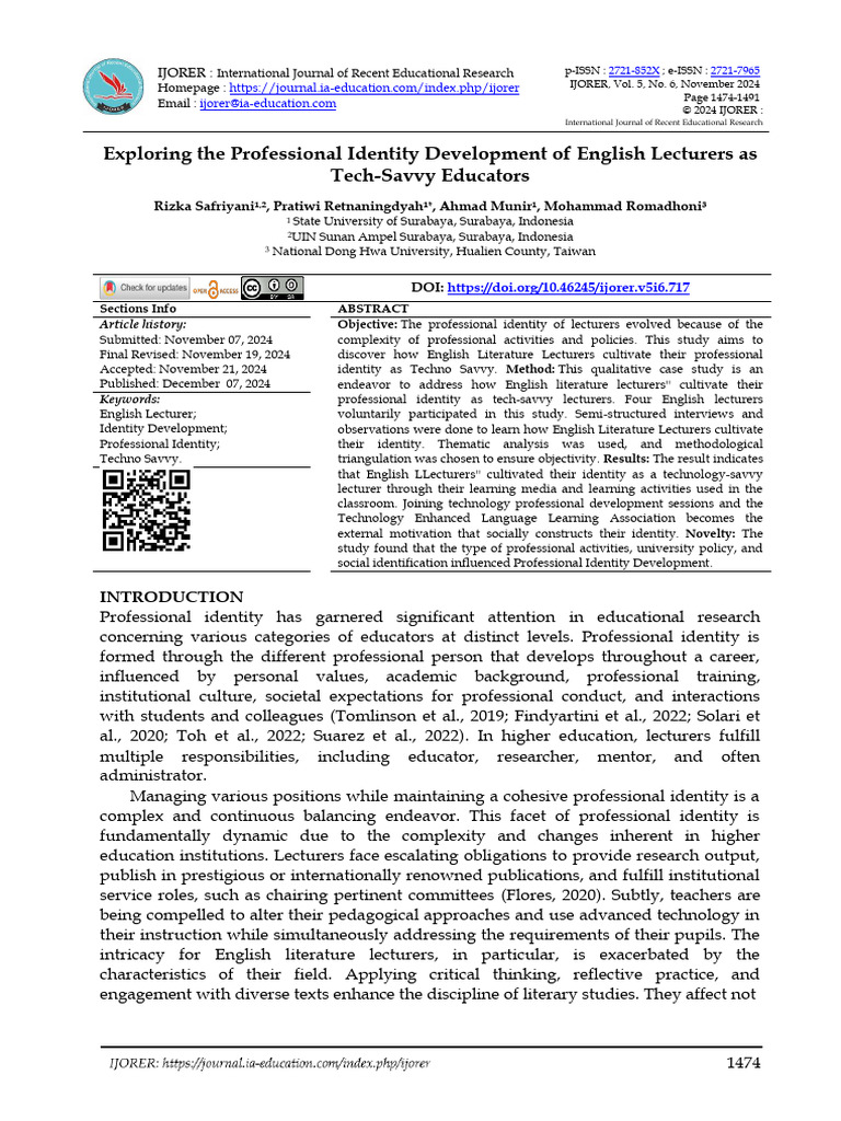 Exploring The Professional Identity Development of | PDF | Identity (Social Science ...