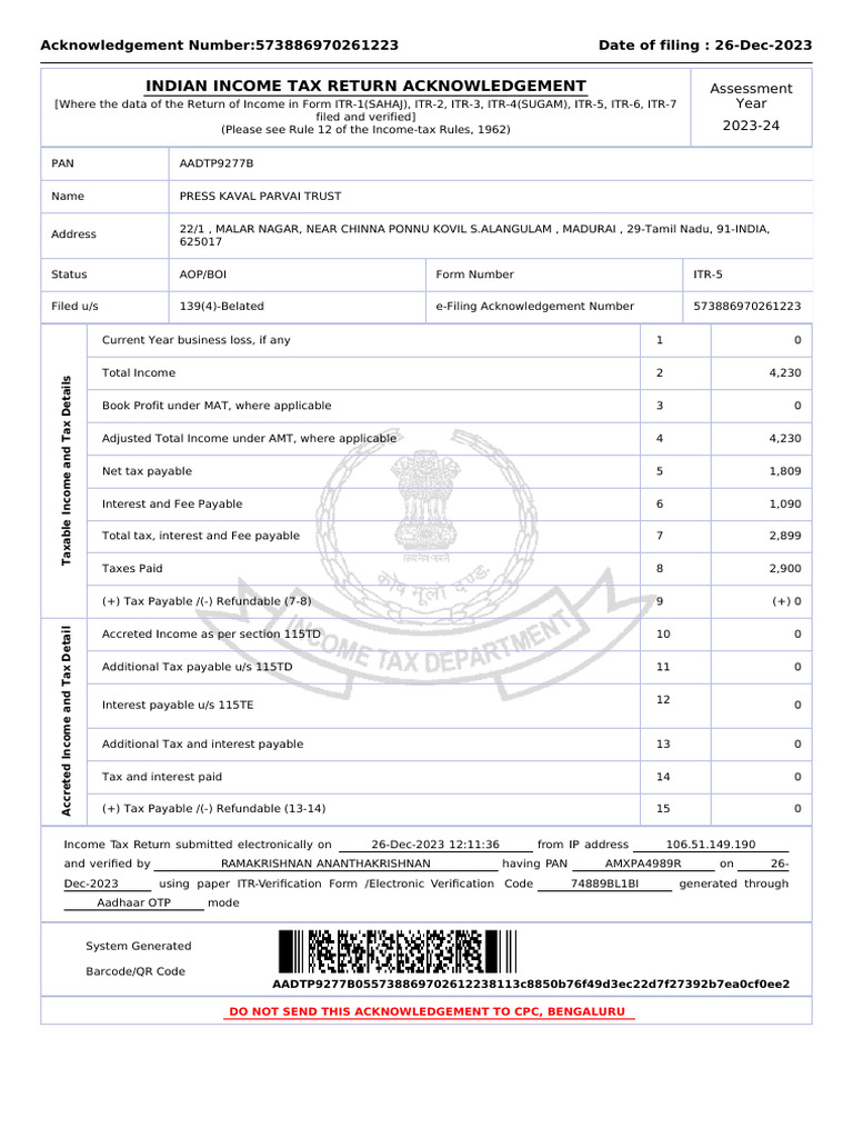 PRESS KAVAL PARVAI 2022-23 SIGNED | PDF | Expense | Business