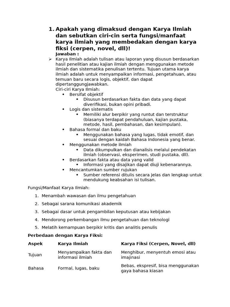 Apakah Yang Dimaksud Dengan Karya Ilmiah Dan Sebutkan Ciri | PDF