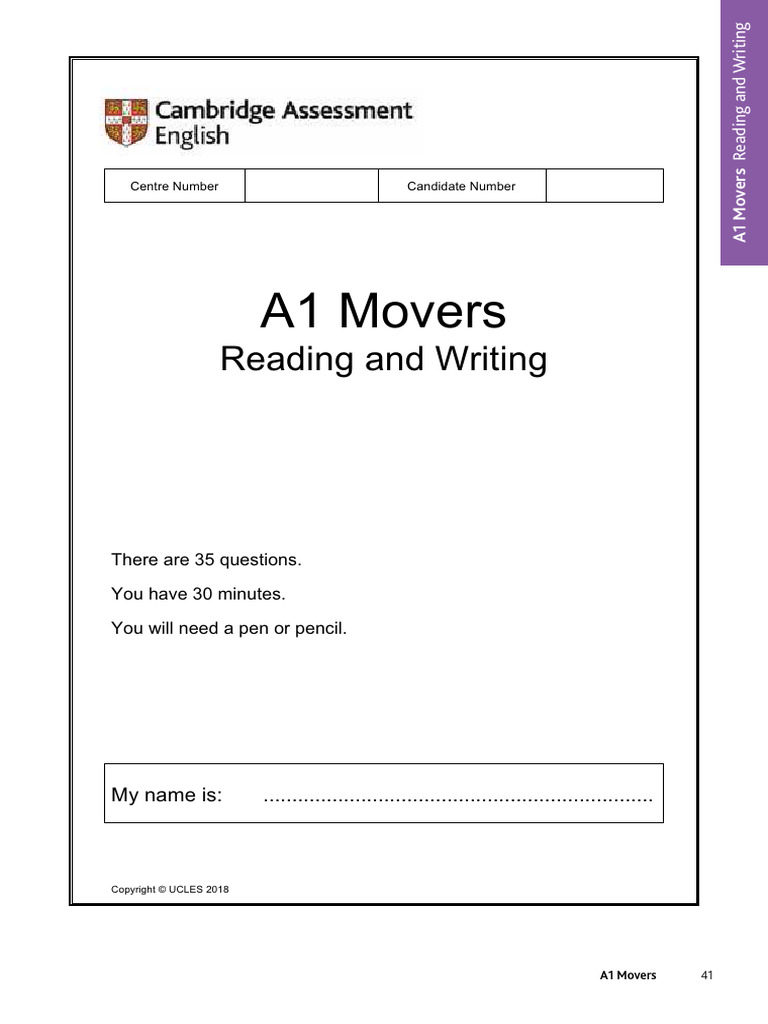 A1 Movers Reading Writing Test Guide Pdf