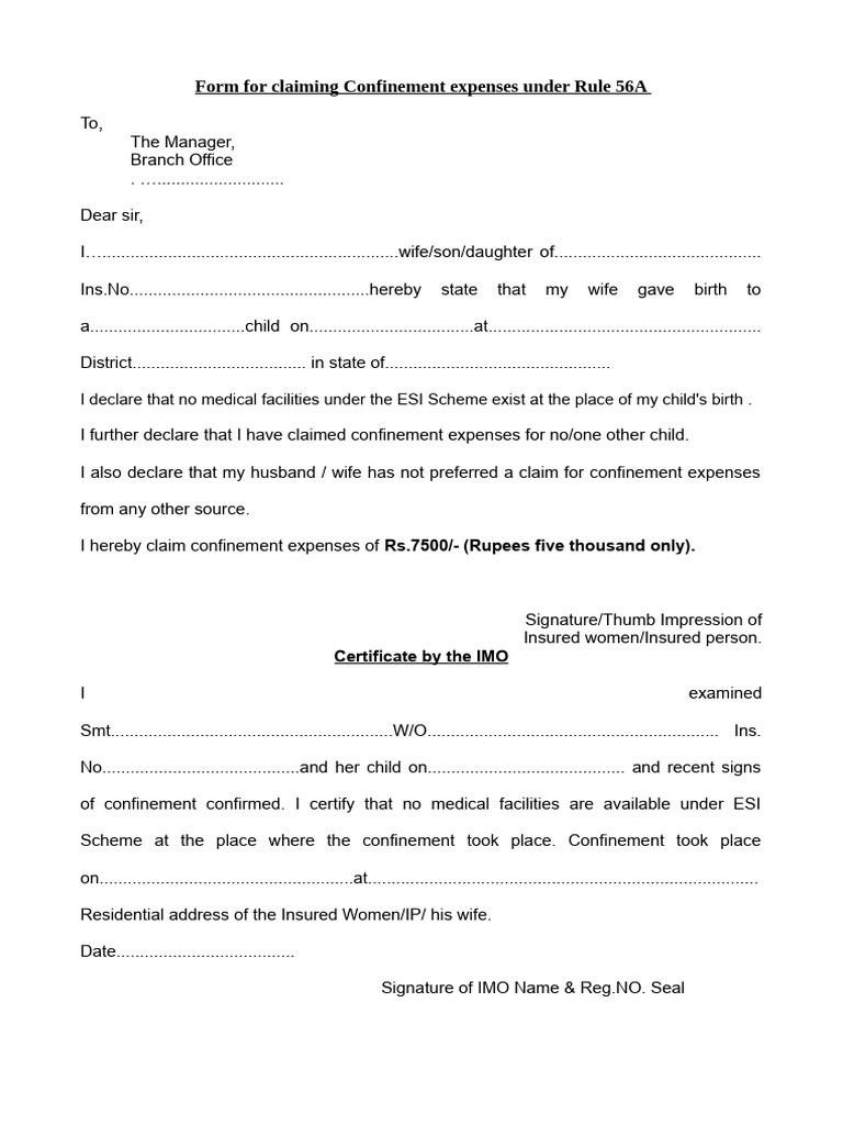Confinement Form | PDF