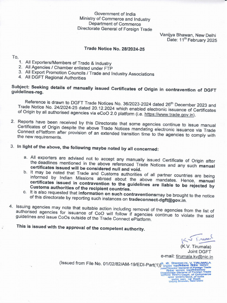 Trade Notice No. 28-2024-25 | PDF