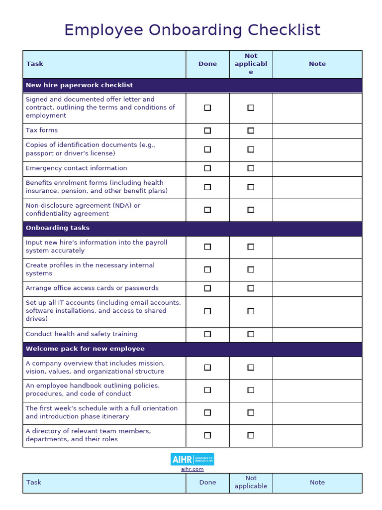 Employee Onboarding Checklist Word | PDF | Non Disclosure Agreement ...