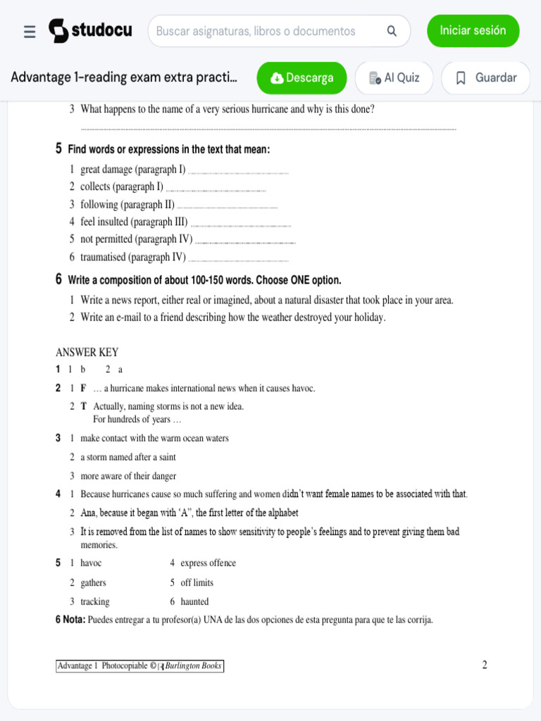 Advantage 1-Reading Exam Extra Practice 4 - Advantage 1 Photocopiable ...