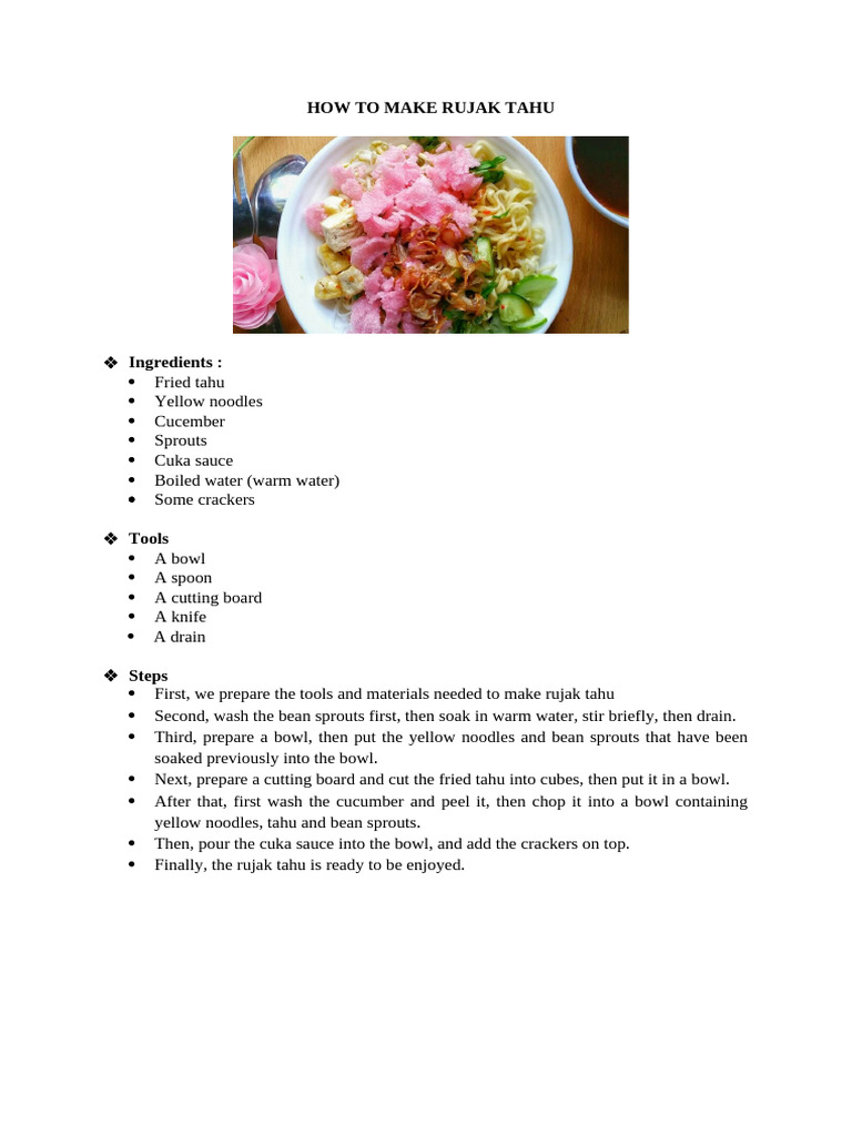 How To Make Rujak Tahu | PDF