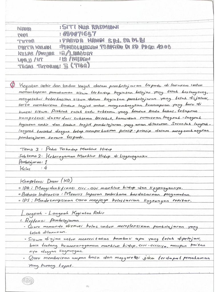 TT 3 Terpadu Siti | PDF