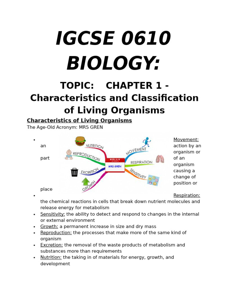 IGCSE 0610 BIOLOGY Chapter 1 | PDF | Leaf | Flowers