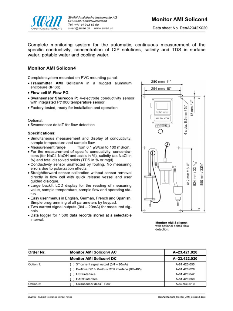 DenA2342X020 Monitor AMI Solicon4 | PDF | Sensor | Relay