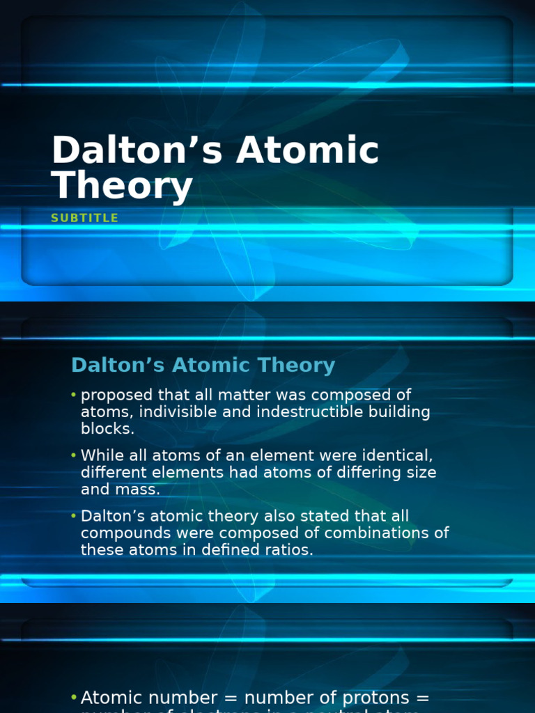 Daltons Atomic Theory | PDF | Atoms | Ion
