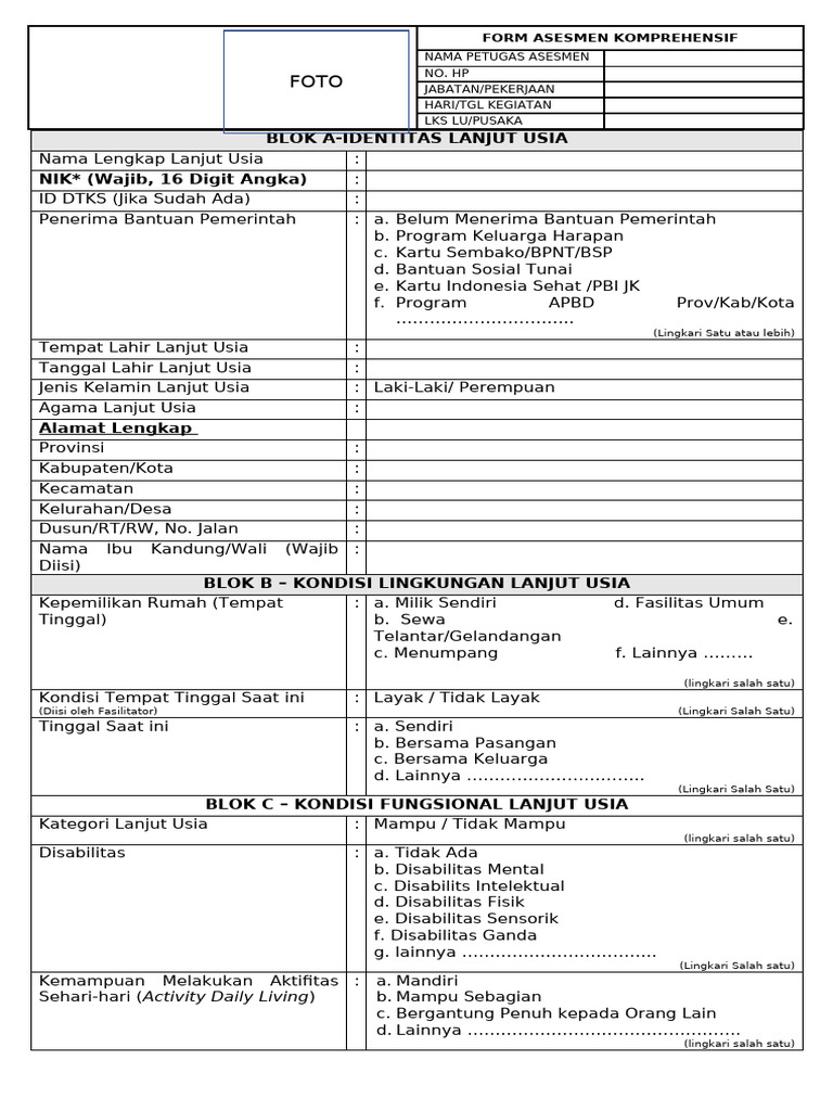 Form-Asesmen-Lanjut-Usia | PDF