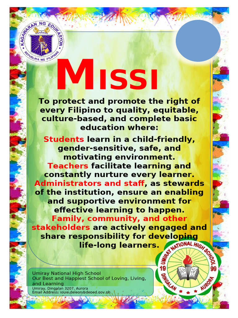 Umiray National High School Mission Statement | PDF