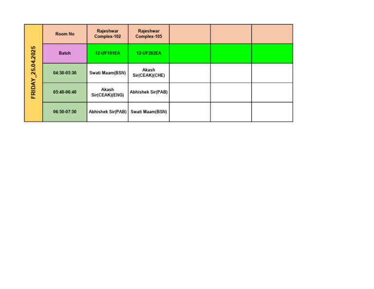 Friday Timetable 25.04(Foundation)KKB | PDF