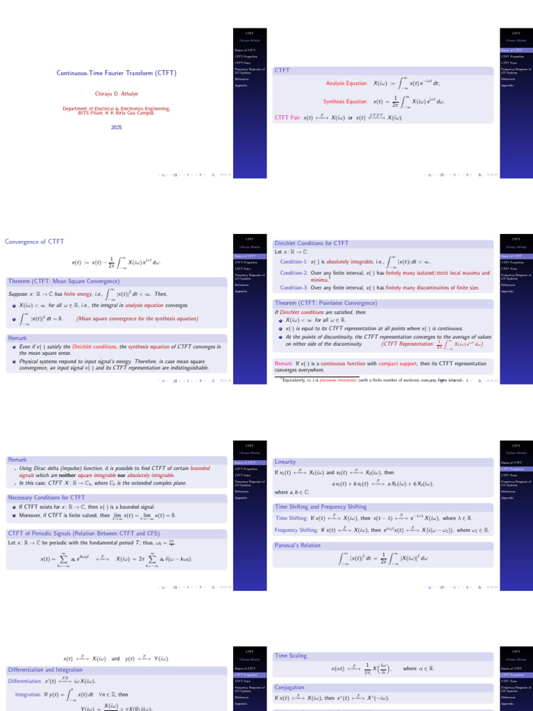 Continuous-Time Fourier Transform Guide | PDF | Fourier Transform | Electronics