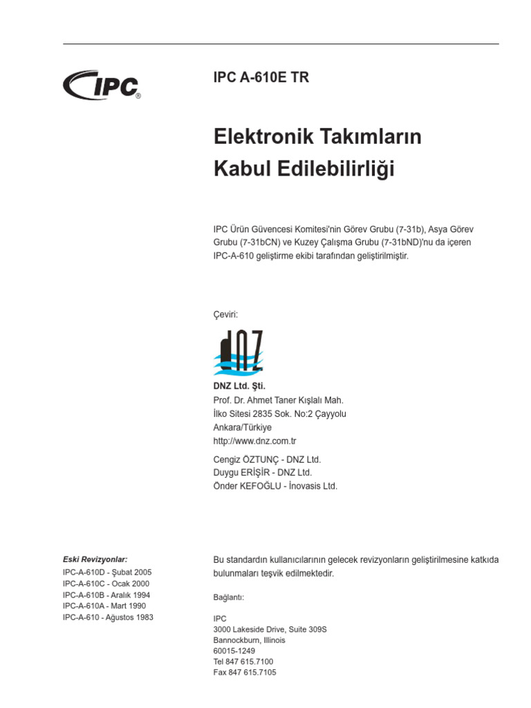 IPC A 610E Turkish | PDF