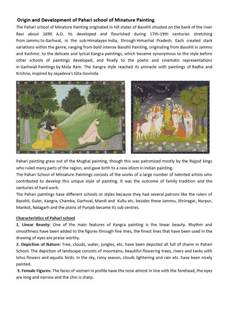 2-Pahari School of Minature Painting | PDF | Paintings | Plastic Arts