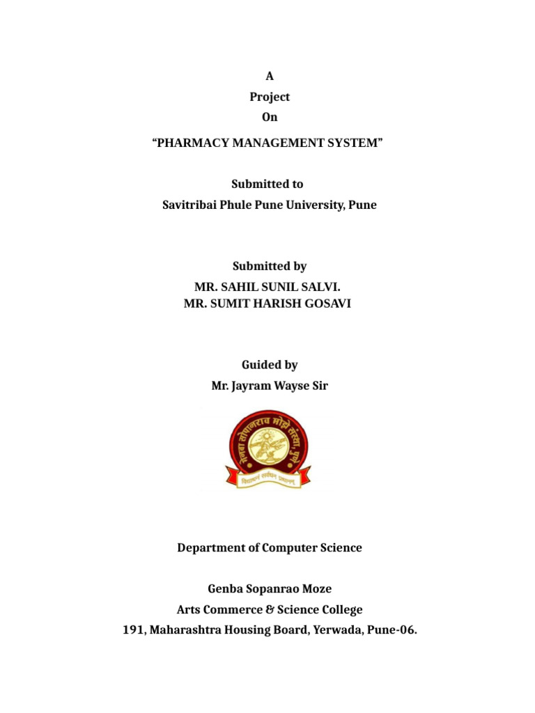 Pharmacy Management System Project | PDF
