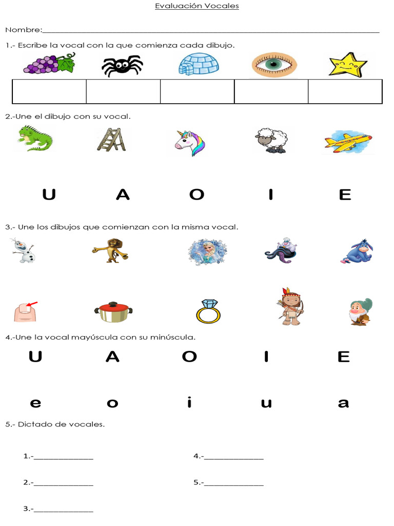 Evaluación Vocales | PDF