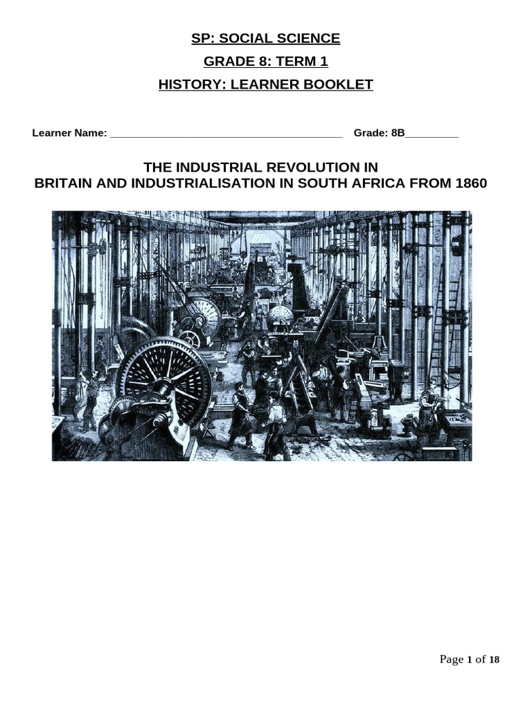 Gr8 T1 History Learner Booklet Industrial Revolution | PDF | Industrial ...