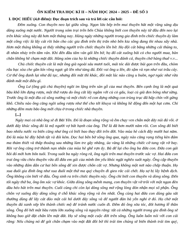 ÔN LUYỆN TRUYỆN + NLXH - ĐỀ SỐ 3 | PDF