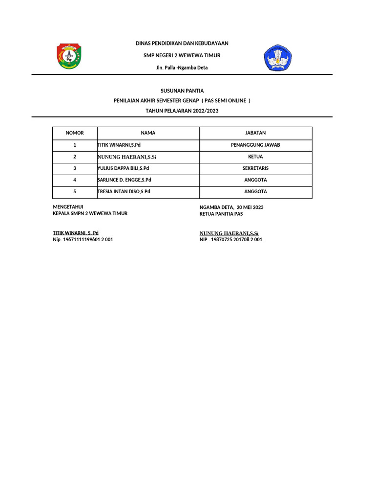 1 JADWAL UJIAN PAS GENAP TP 2022 2023 | PDF
