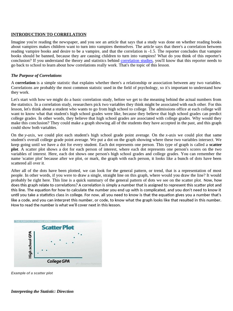 Introduction To Correlation | PDF | Scatter Plot