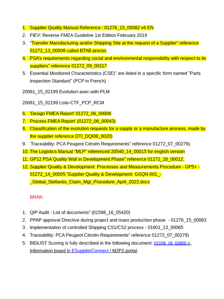 Stellantis PSA - Dokumenty Referencyjne | PDF