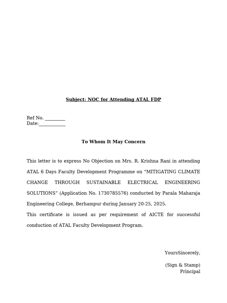 Format - NOC For ATAL FDP - Online | PDF