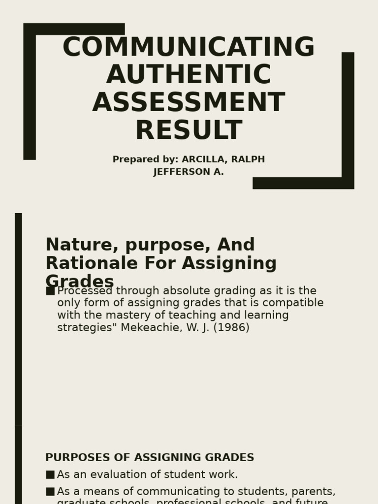 Understanding Authentic Assessment Grades | PDF | Course Credit | Cognition