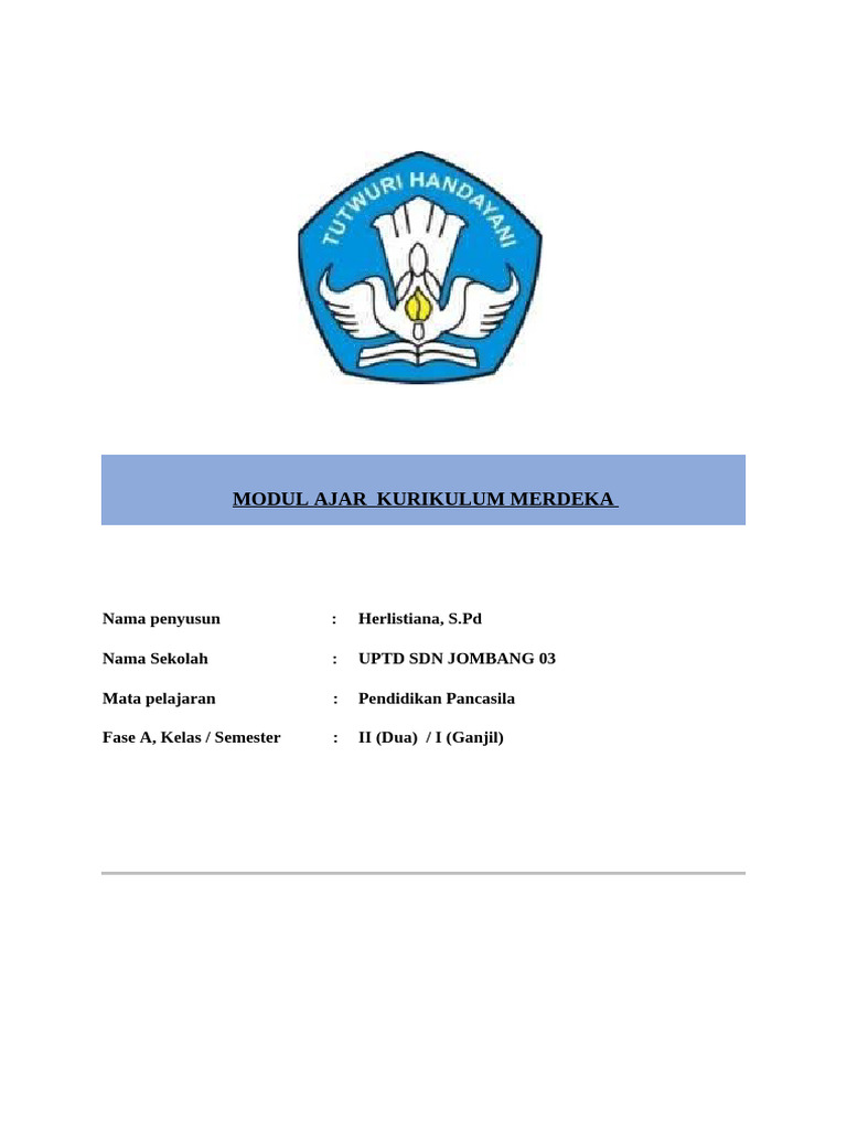 MODUL AJAR PKN Kelas 2 (OBSERVASI 2024 2025) | PDF